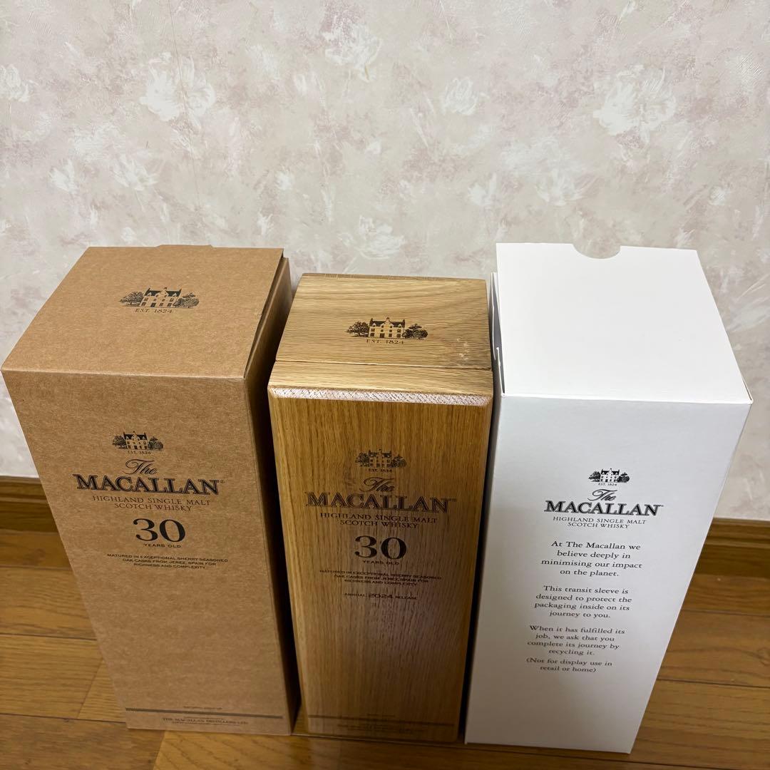 The Macallan 30年 空瓶、木製化粧箱、内箱、外箱あり 未洗浄品