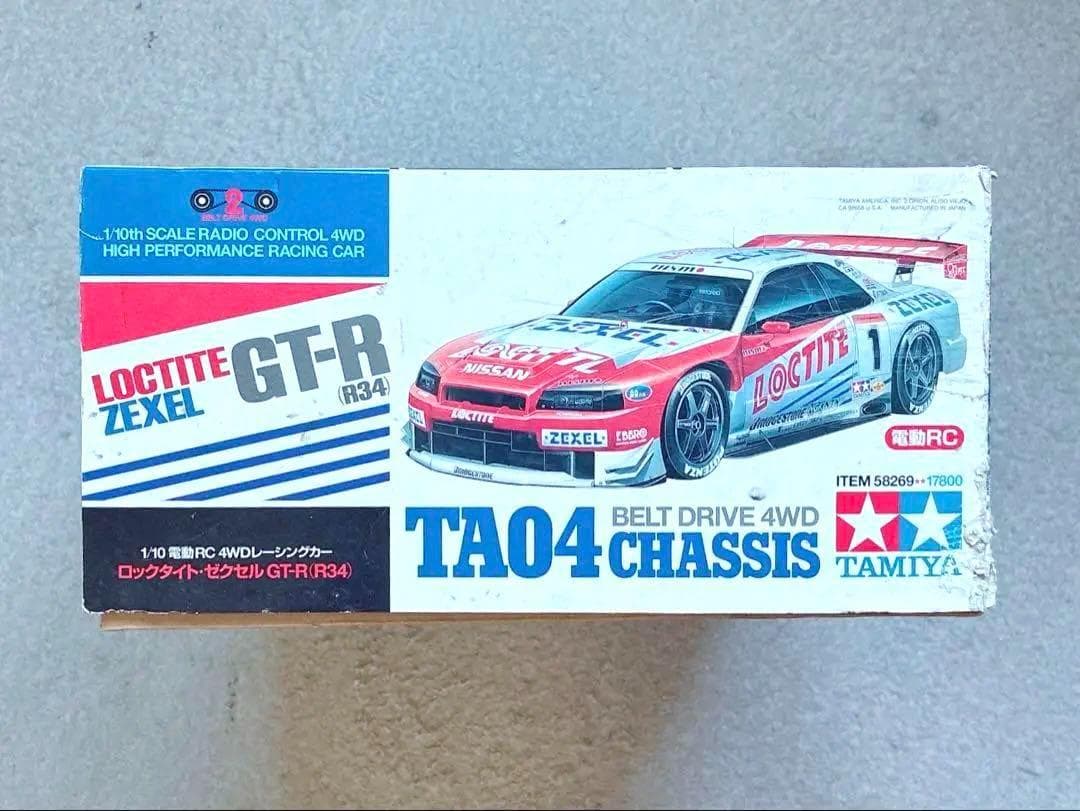 絶版 タミヤ 1/10 RC ロックタイト・ゼクセル GT-R R34 TA04