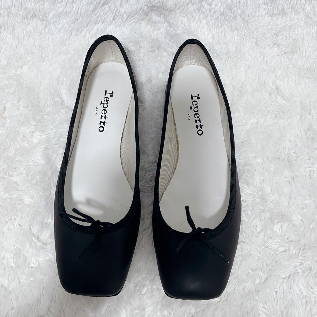 未使用級 repetto レザー バレエシューズ フラットパンプス ブラック