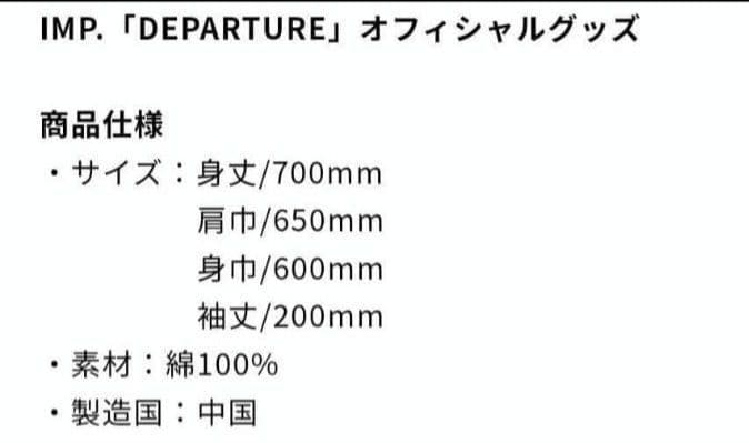 新品　IMP. DEPARTURE ツアーTシャツ　タオル　セット