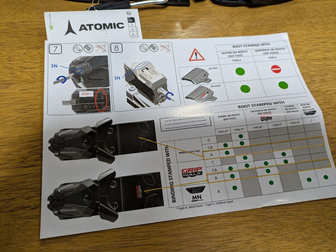ATOMIC BINDINGS ビンディング 未使用 取扱説明書　アトミック