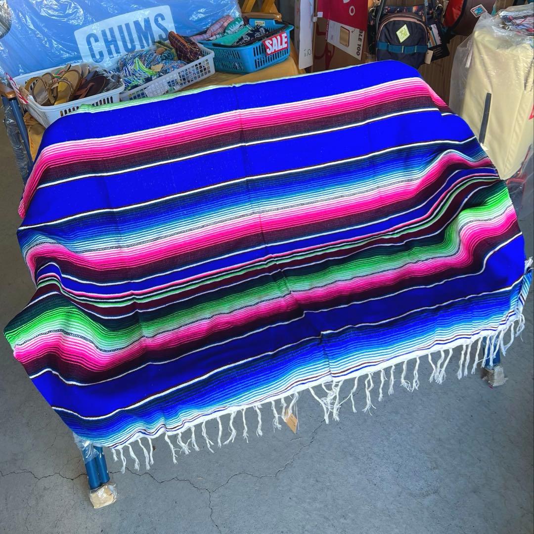 新品　MEXICICAN SARAPE RUG メキシカンラグ　bule