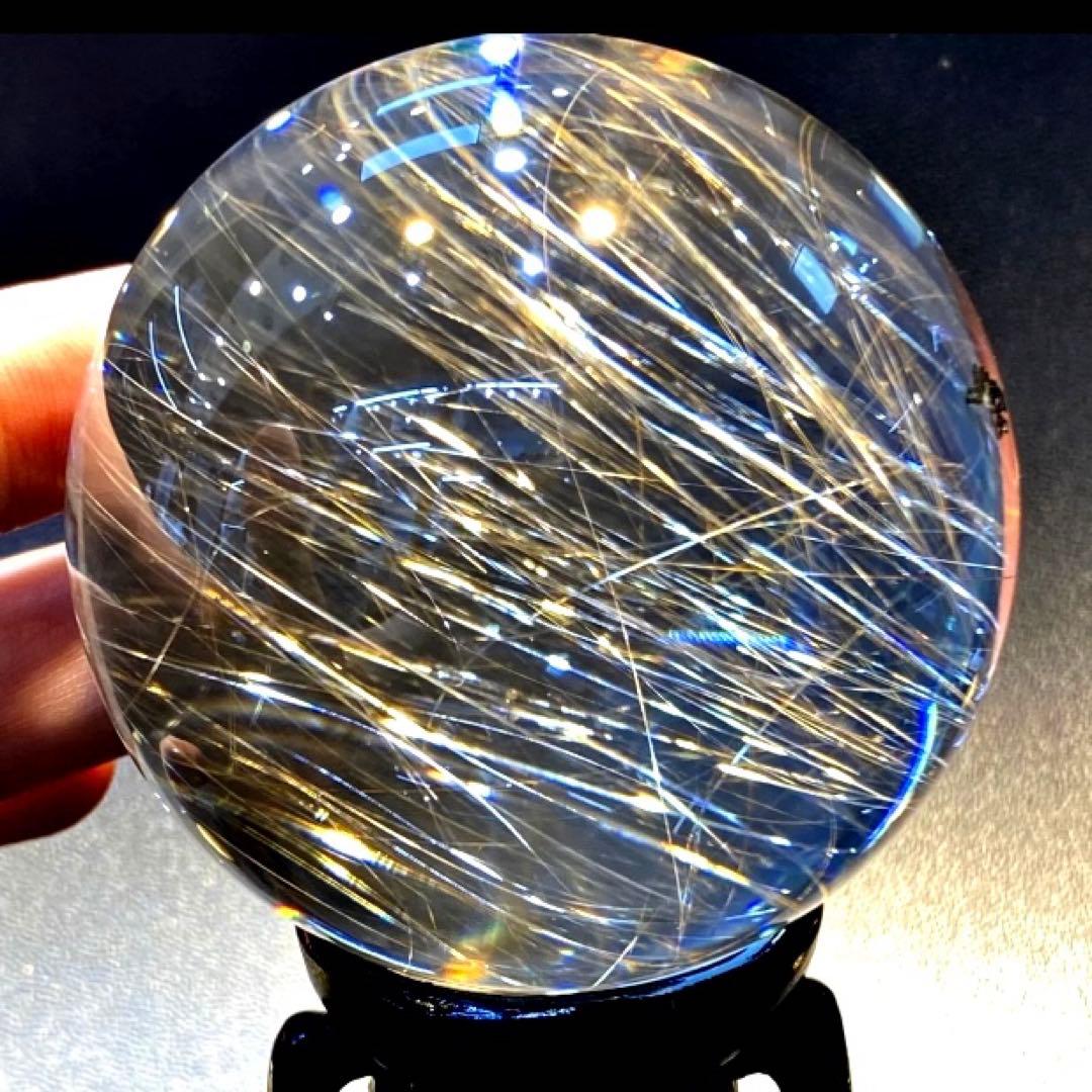 超絶綺麗✨64mm ゴールドルチルクォーツ　丸玉　スフィア　金針水晶