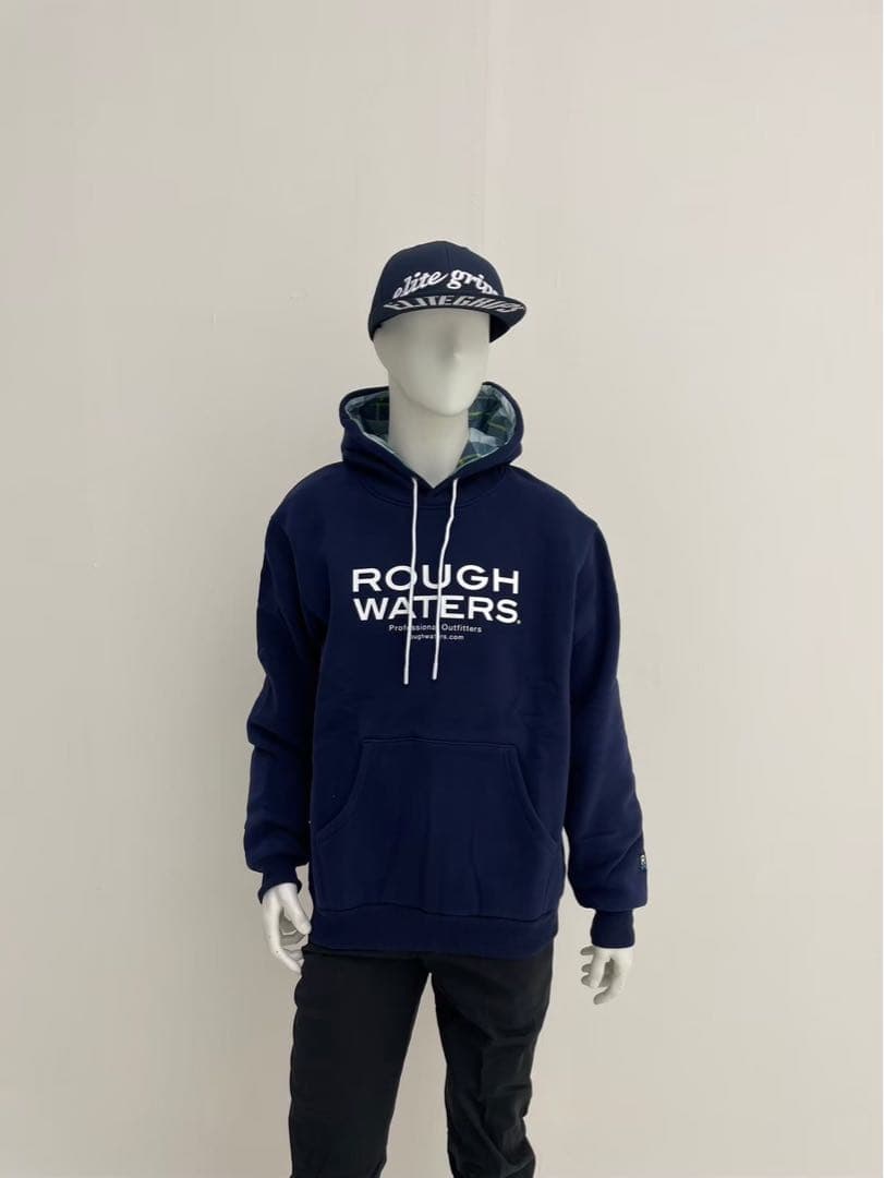 エリートグリップ　ROUGH WATERS ロゴ　パーカー ネイビー　L 新品