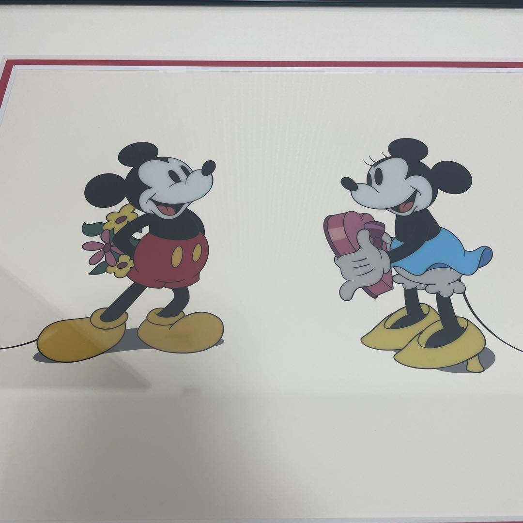 ディズニー セル画 ミッキー ミニー Puppy Love 額装 証明書付