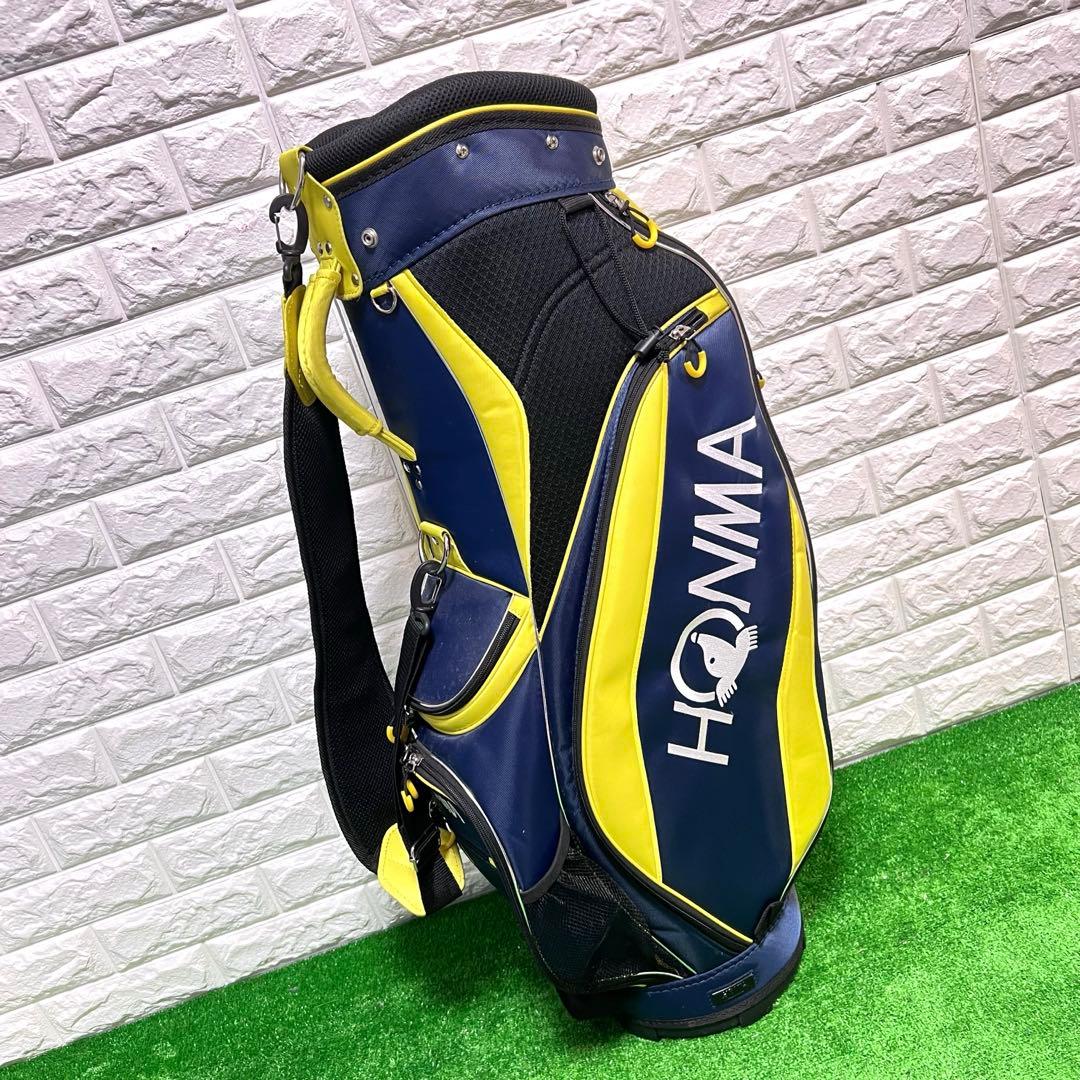 美品　HONMA キャディバッグ　9.5型　ネイビー/イエロー　軽量　可愛い