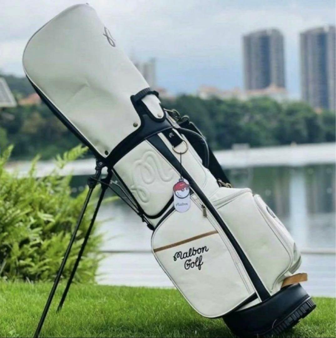 マルボンゴルフ キャディバッグ Malbon Golf　スタンドバッグ 白色
