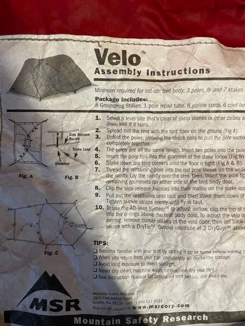 テント・タープ MSR Velo