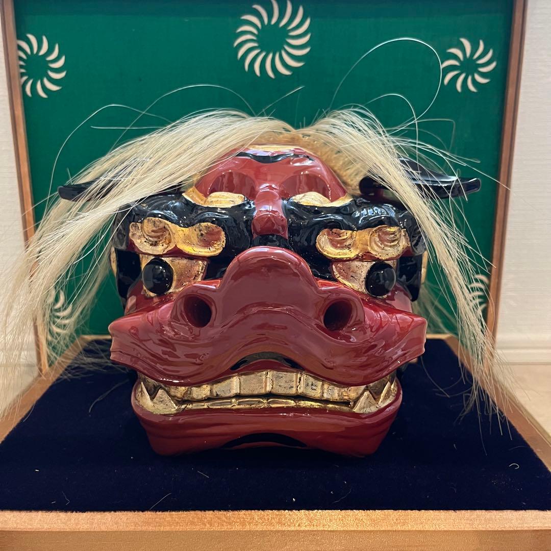 獅子舞　獅子頭　木彫　魔除け　祭　置物　古美術　神楽 木製 木彫 正月