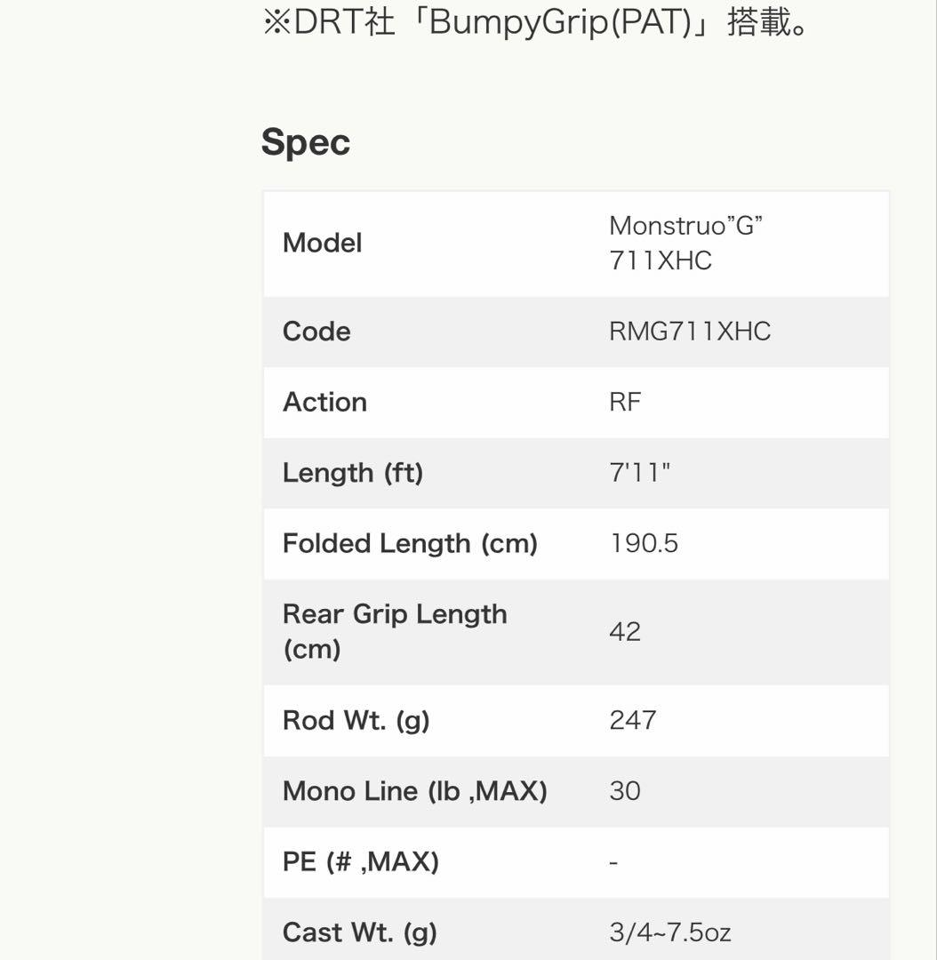 未使用品ツララ/モンストロ'Ｇ'711XHC ビックベイト/ジャイアントベイト