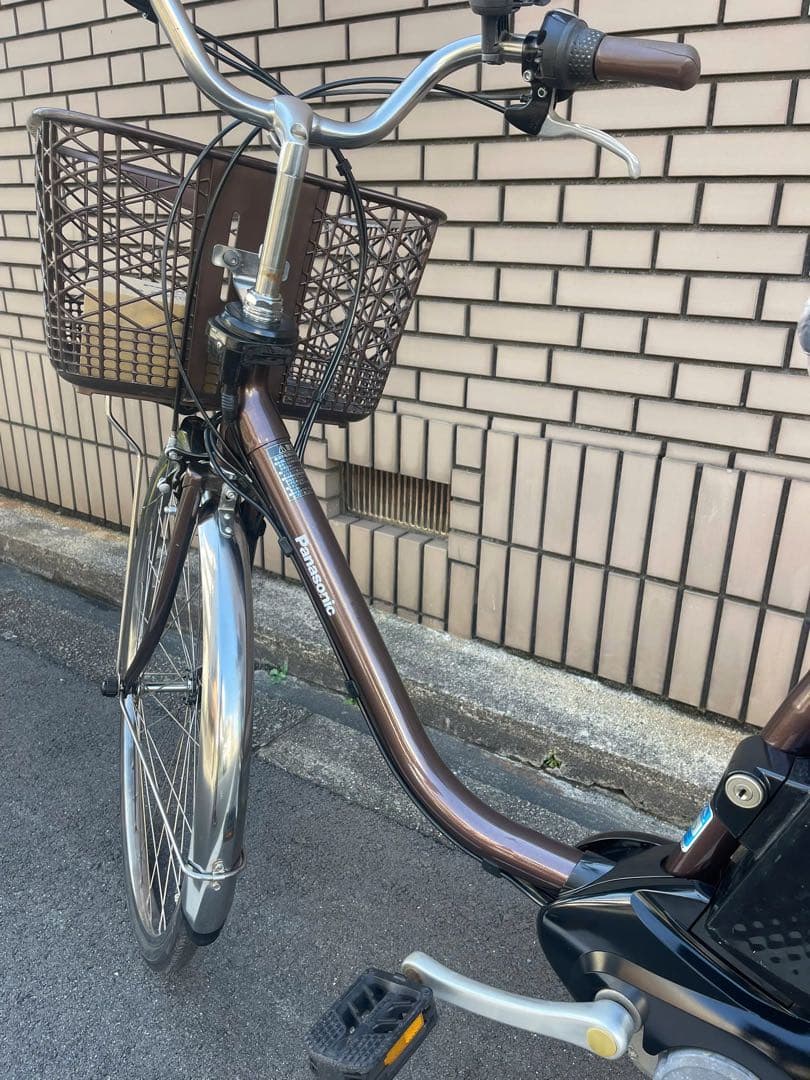 16Ah パナソニック電動アシスト自転車 ブラウン 前カゴ付き