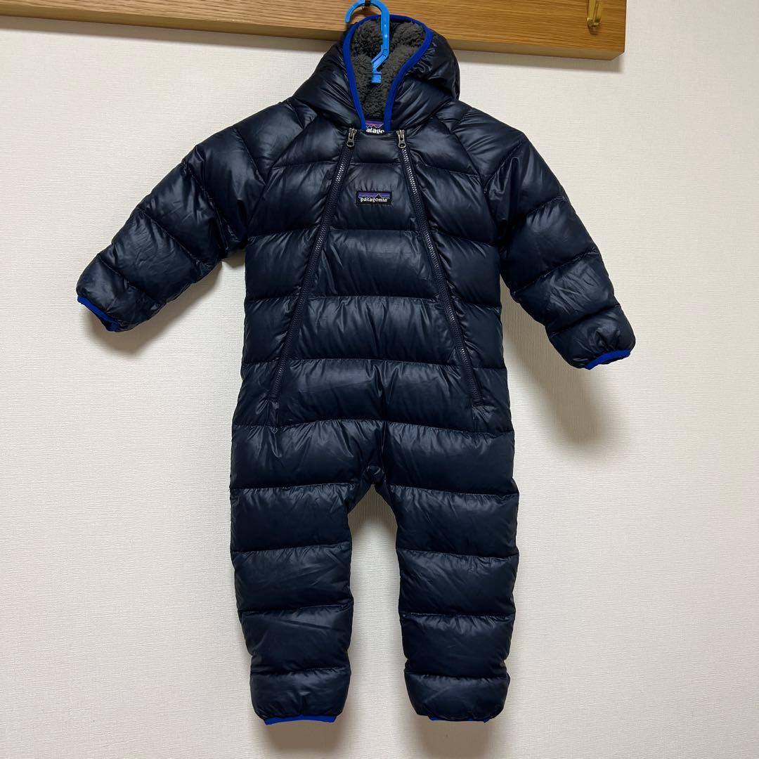 patagonia フード付きダウンオールインワン 12-18M ネイビー