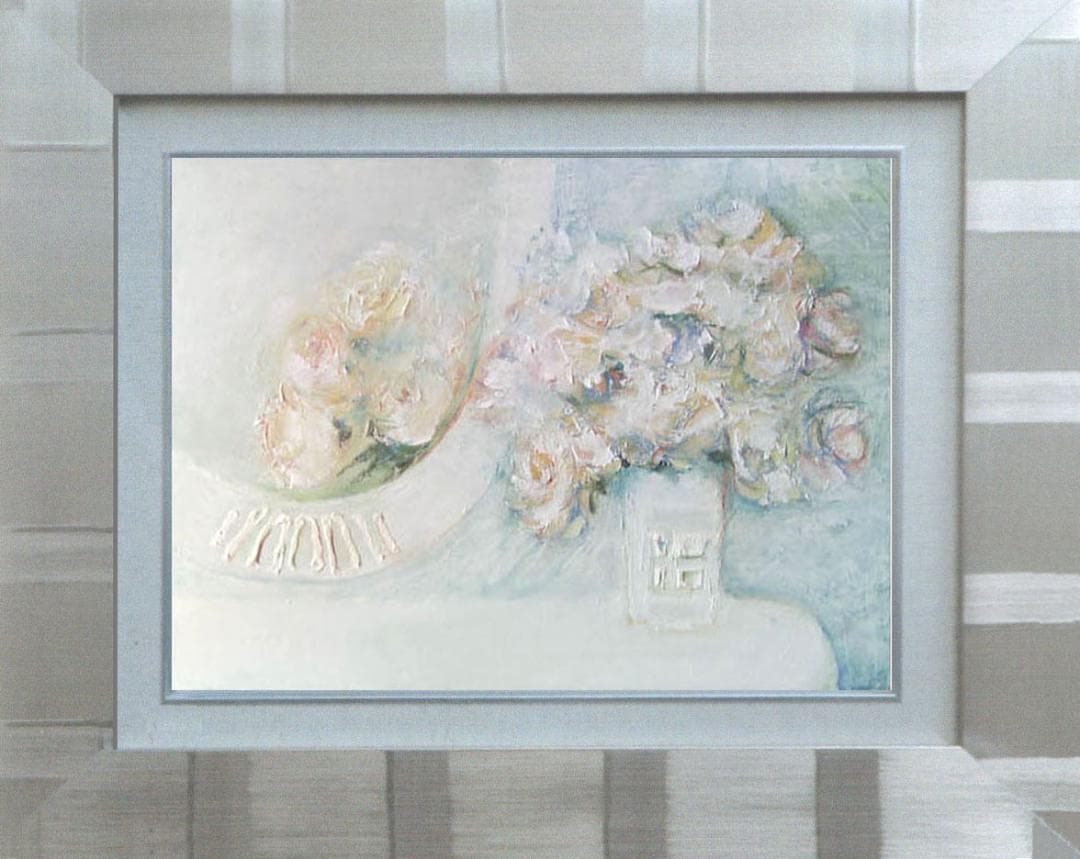 油絵 菅家令子 絵 絵画 インテリア 額付(黒) uF6-114002 花