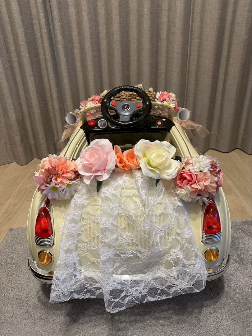 【装飾花＆カゴ付き】電動乗用ラジコンカー　結婚式　リングガール　リングボーイ