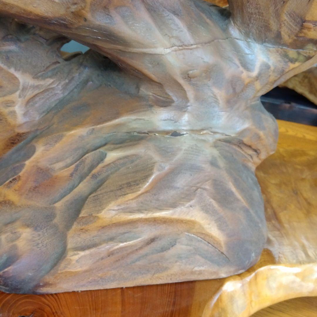 一本木　鷹の置物　オブジェ　レトロ　鷹・松