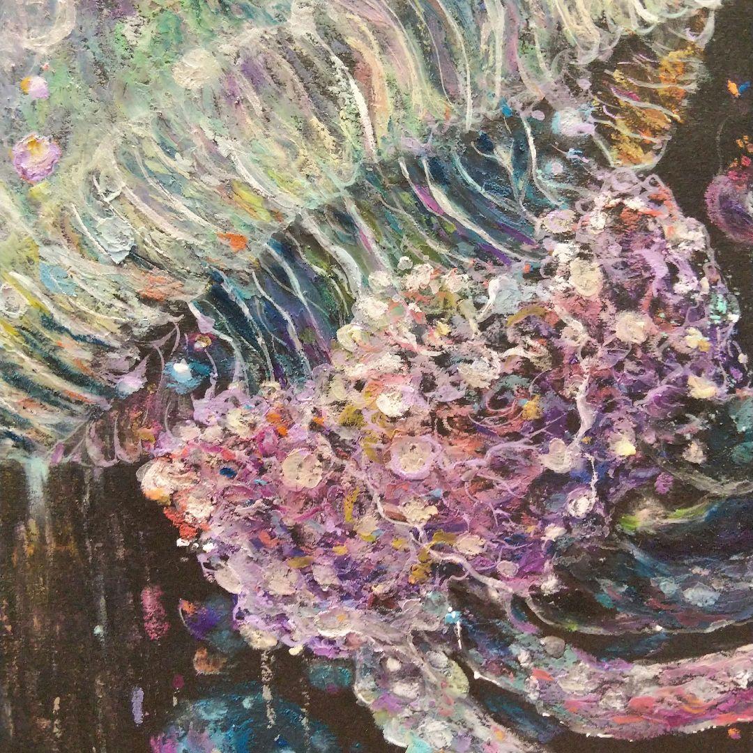 クラゲ 海月 海 深海 幻想的 原画 アート 絵画 画家 インテリア クレパス