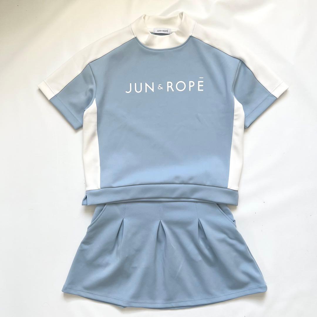 JUN&ROPE ジュンアンドロペ　セットアップ　ダンボールニット　ゴルフ　水色