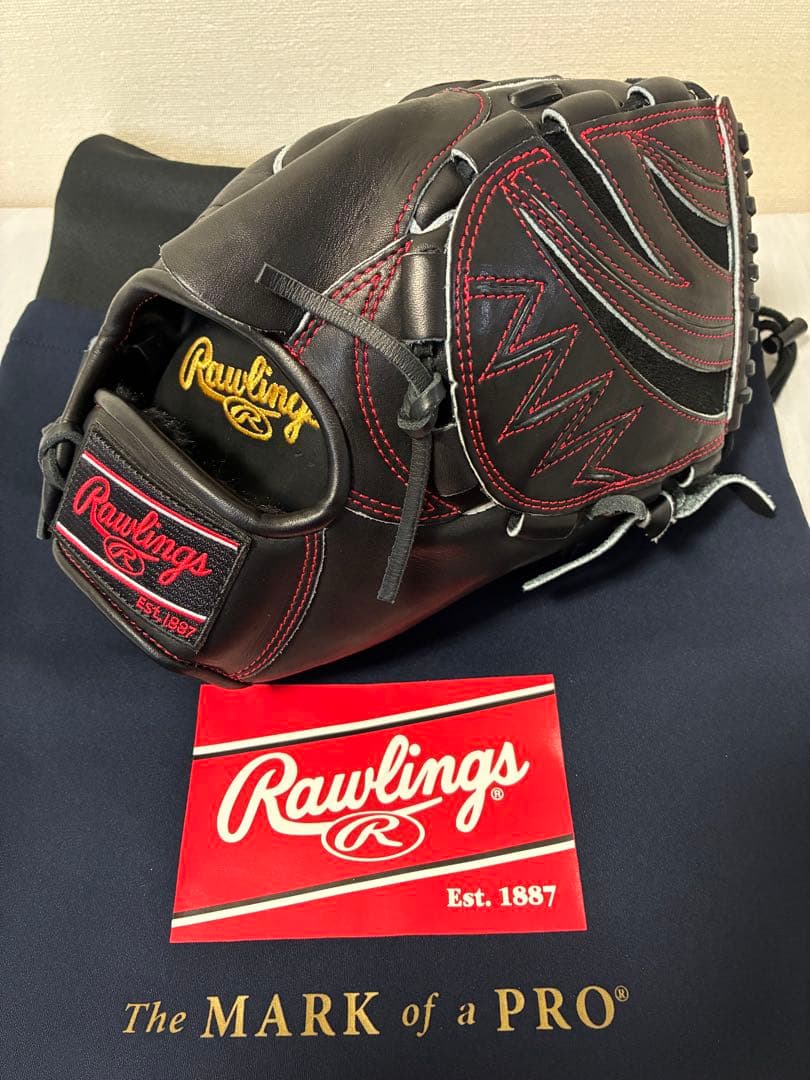 Rawlings プロエクセル 軟式グローブ 黒/赤