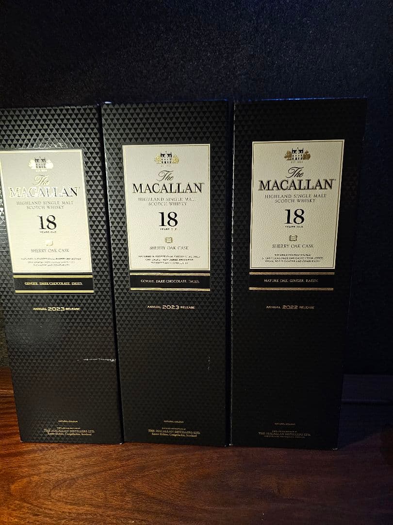 The Macallan 18年シングルモルトウイスキー 空瓶　空箱　3本セット