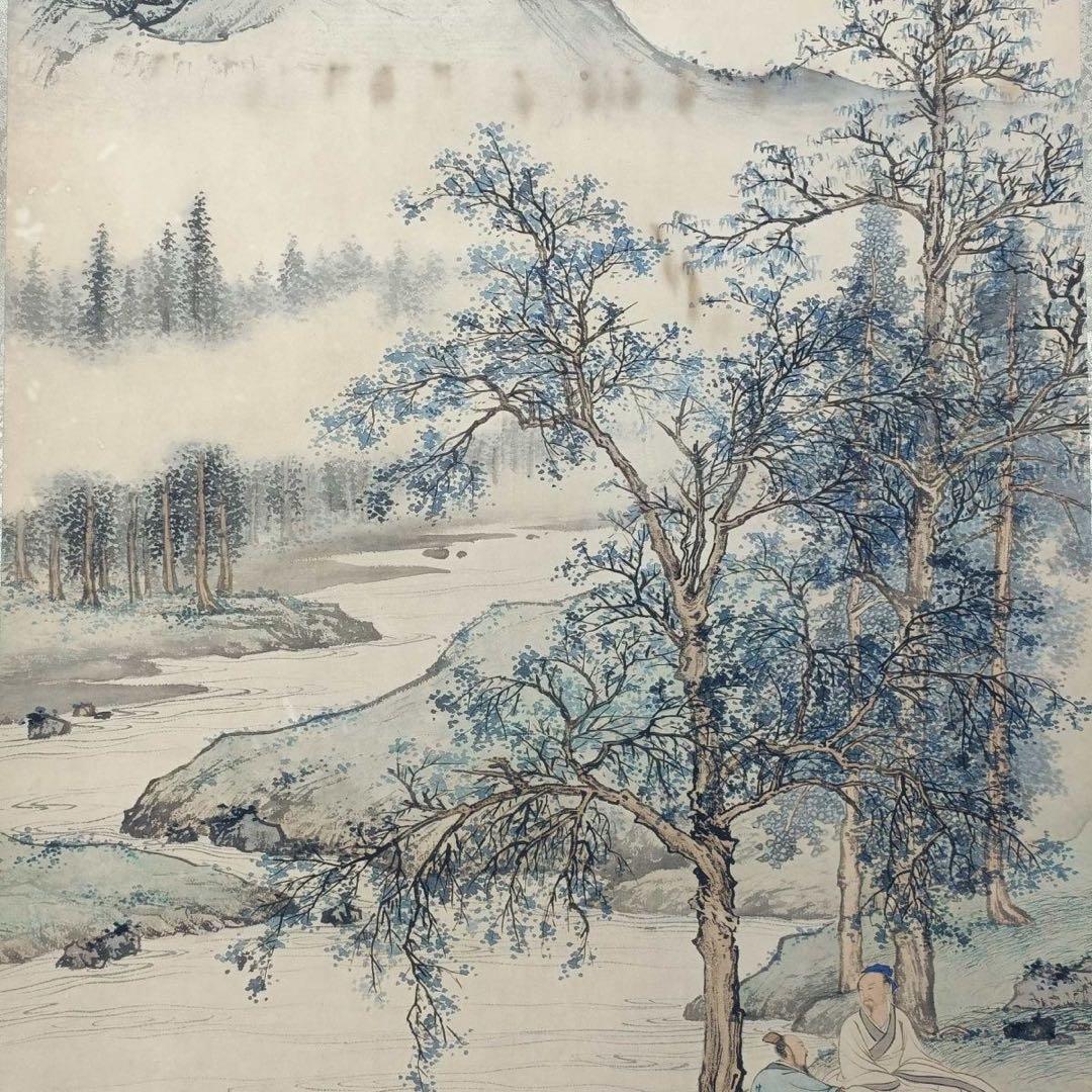 陳少梅 山水画 掛け軸 中堂 小邨山景図 中国画 サイズ：77×175cm