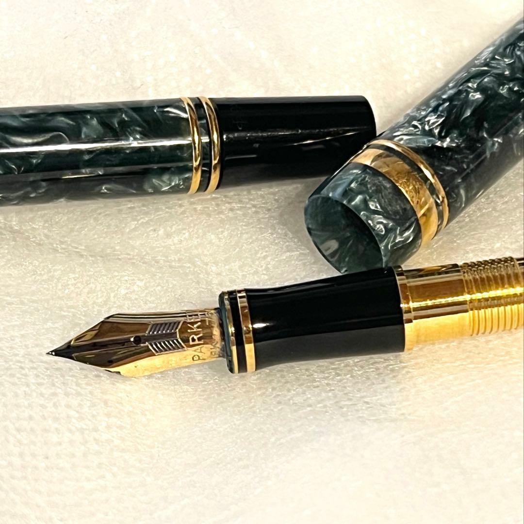[希少NHK刻印]PARKER デュオフォールド　k18 マーブルグリーン
