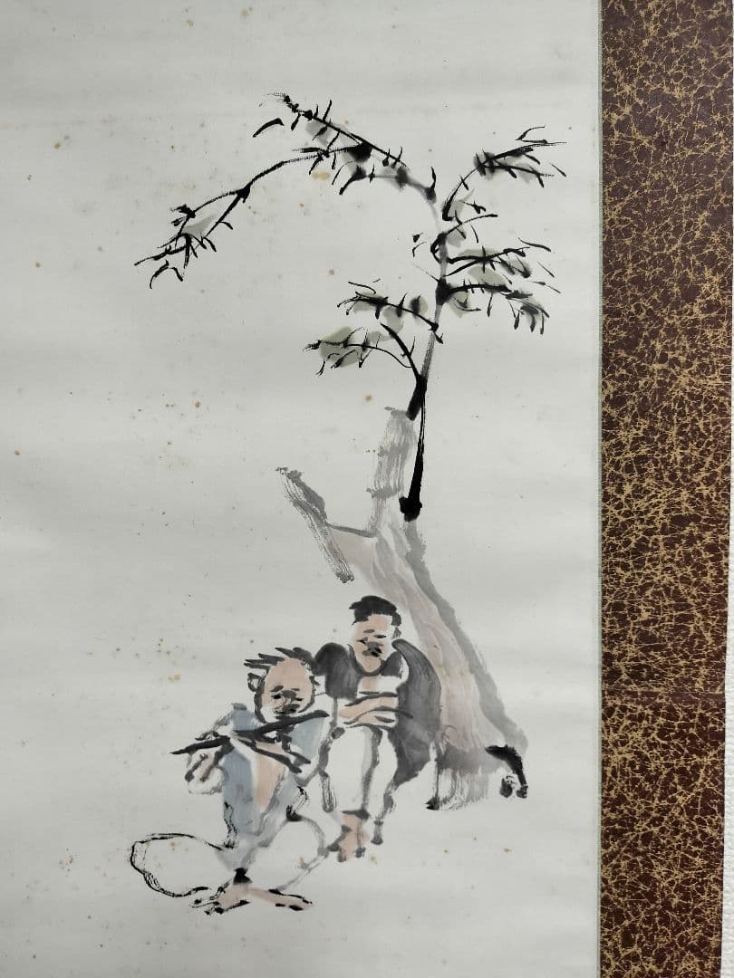 ♢倉田松濤(1865～1928) 肉筆画　人間画賛　紙本　掛軸