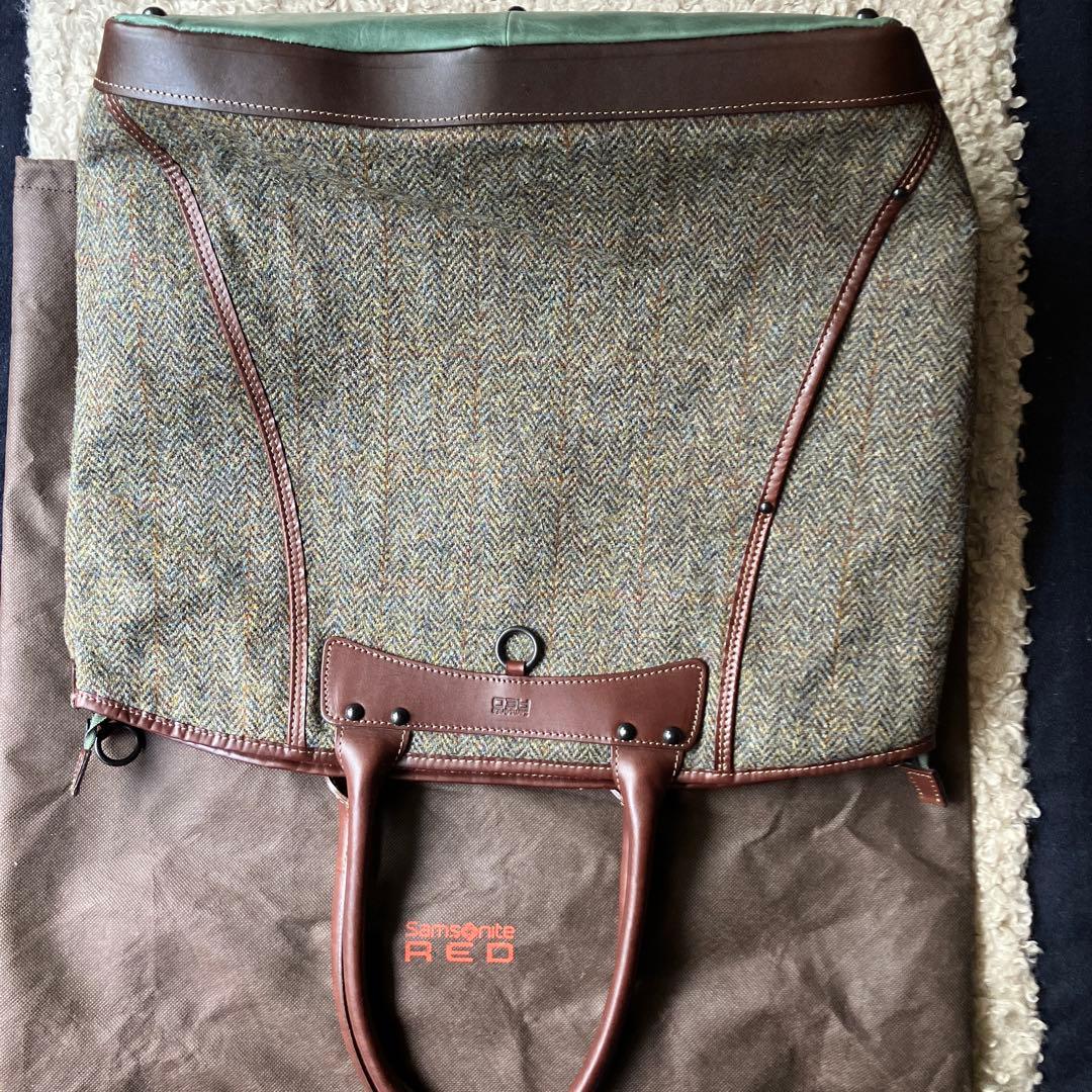 ツイードトートバッグ サムソナイト レッド　Harris&Tweed