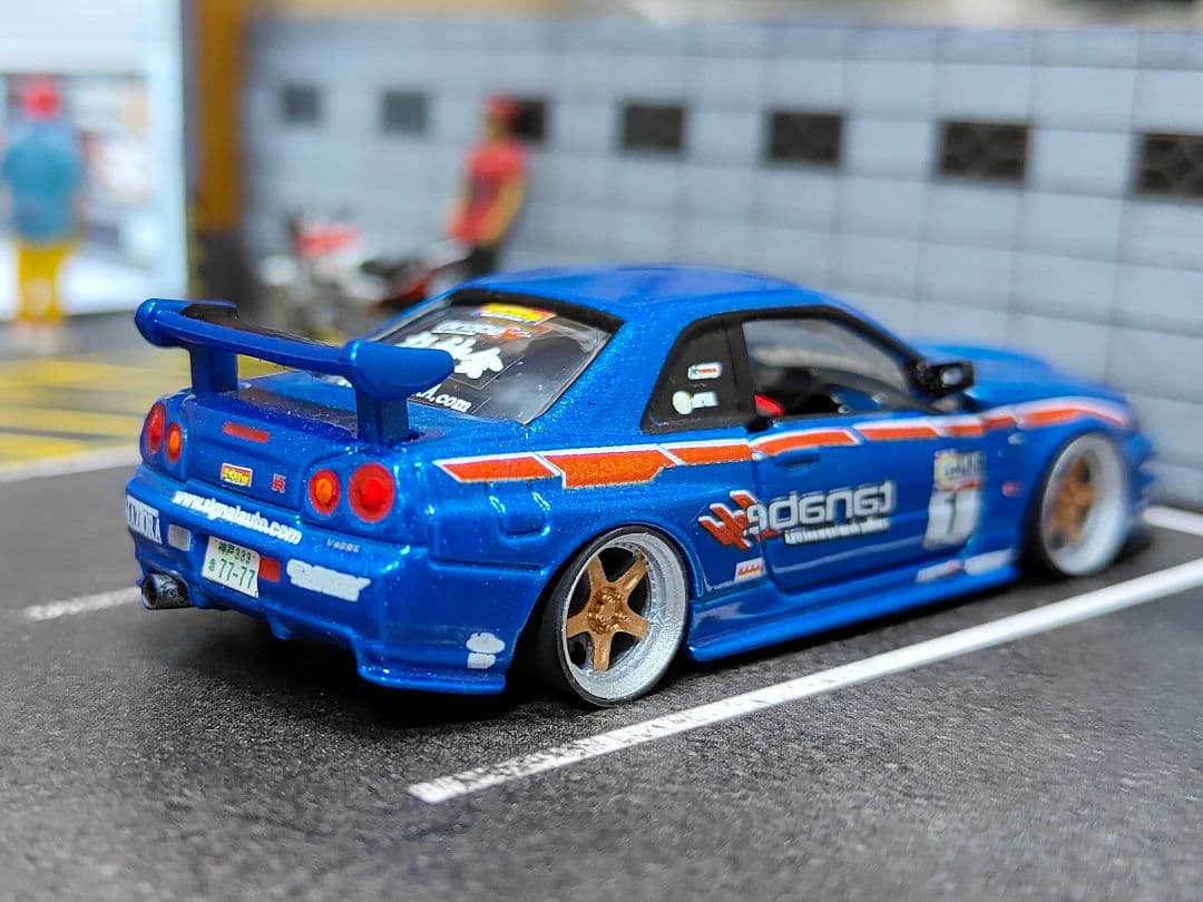 トミカプレミアムトミカ改造 日産 R34 カスタム ☆深リム ☆ホットウィール