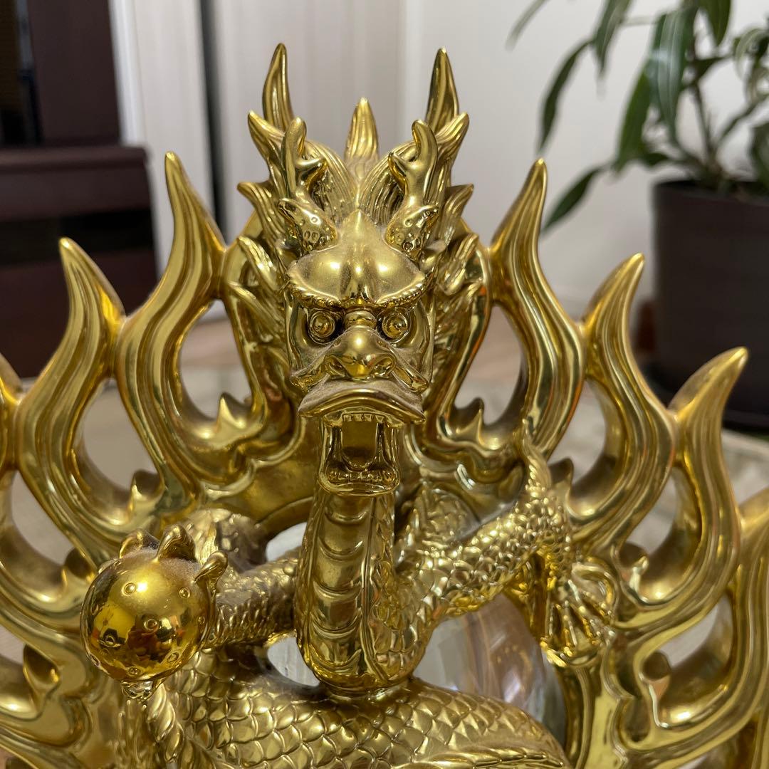 黄金炎龍神様【縁起物】　龍神様　金龍　竜　龍　置物　大金運