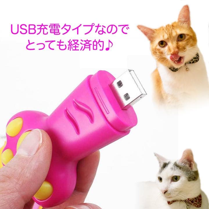LEDポインタ ねこ用 おもちゃ USB式 垢色ポインタ 紫色光 白色光 可愛い