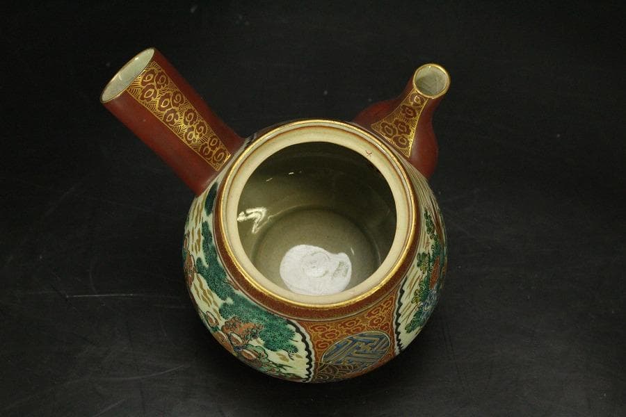九谷 金彩色絵 庄三作 茶壷 煎茶(A374)