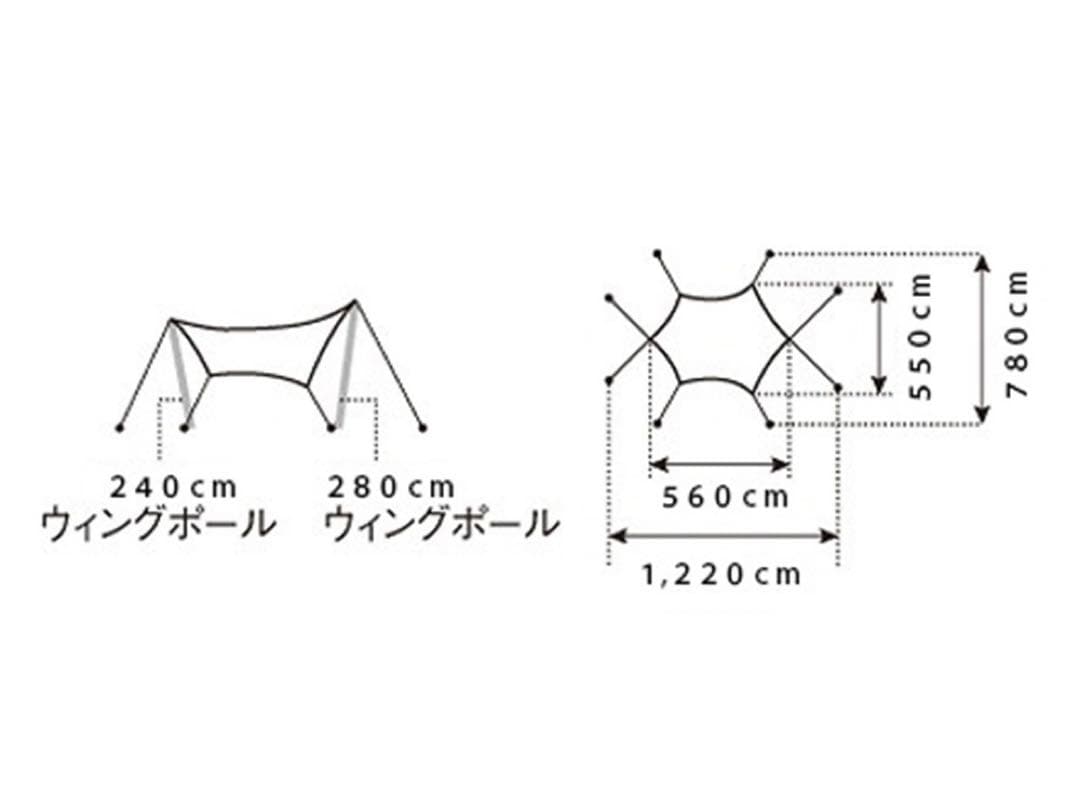 【美品】 peak HDタープシールドヘキサL + ソリッドステーク