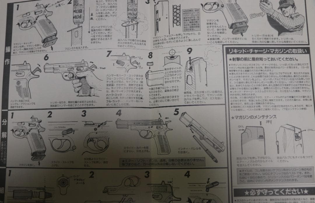 MGC製　ABS樹脂　CZ75　固定スライドガスガン　ASGK合法品　中古品