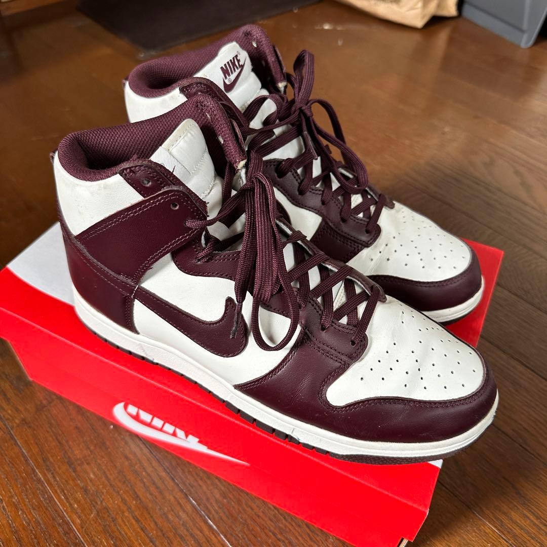 Nike Dunk High 白/バーガンディ sz 27.5