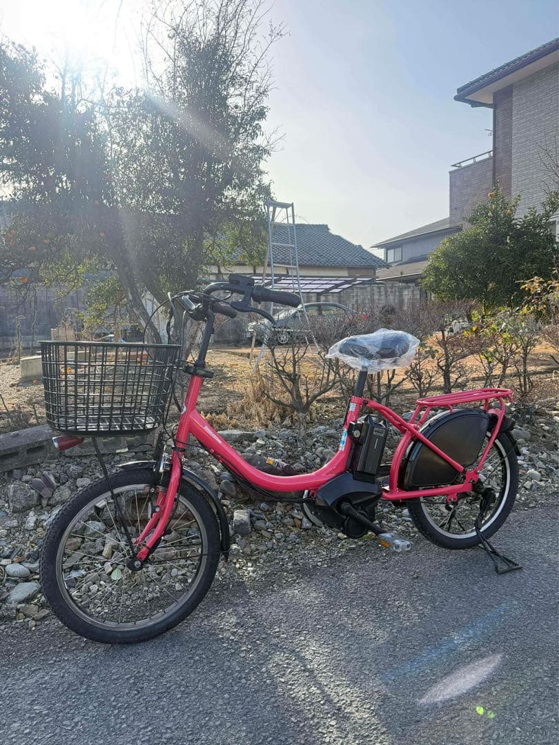 電動アシスト自転車 ピンク 前バスケット付き
