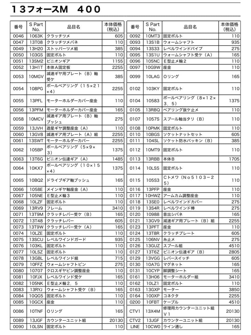 SHIMANO 13フォースマスター400 ジャンク　パーツ取り