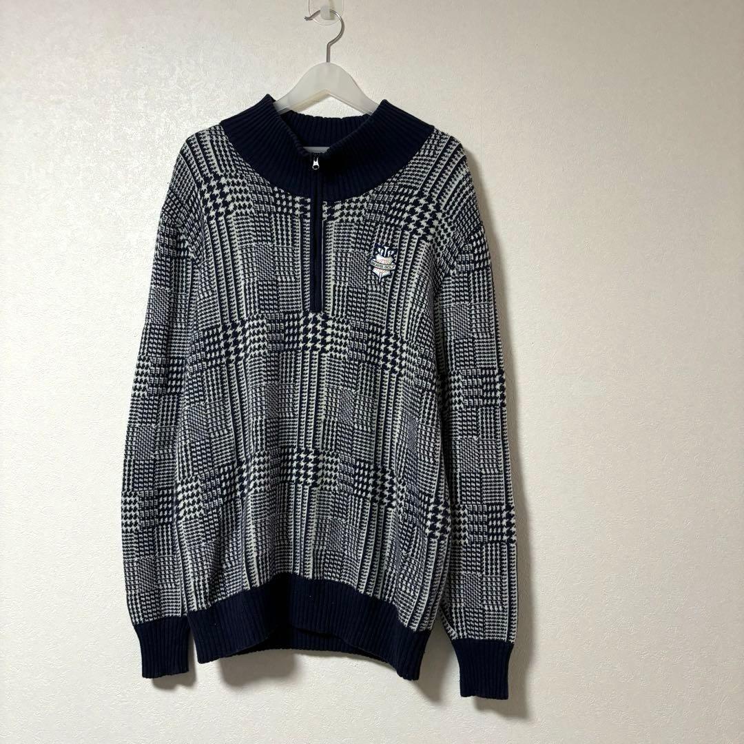BEAMS GOLF ハーフジップ　ニット　カシミヤ　グレンチェック　XL