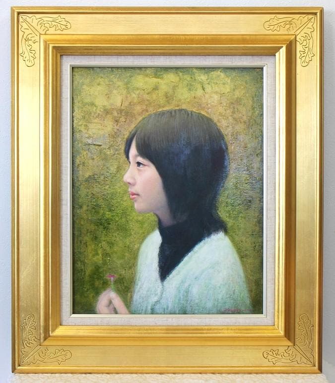 井上司「白いセーター」油彩画 F6号(40.9×31.8㎝)