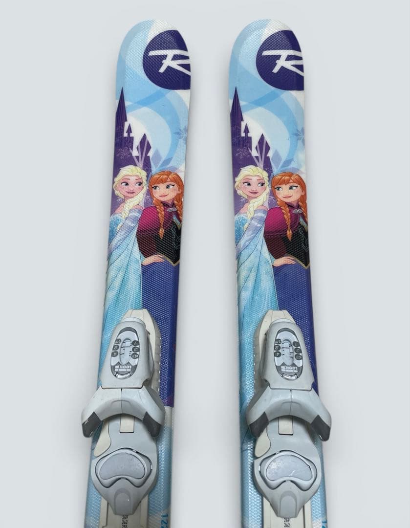 （美品）ROSSIGNOL アナ雪 スキー板122cm／ビンディング／ストック