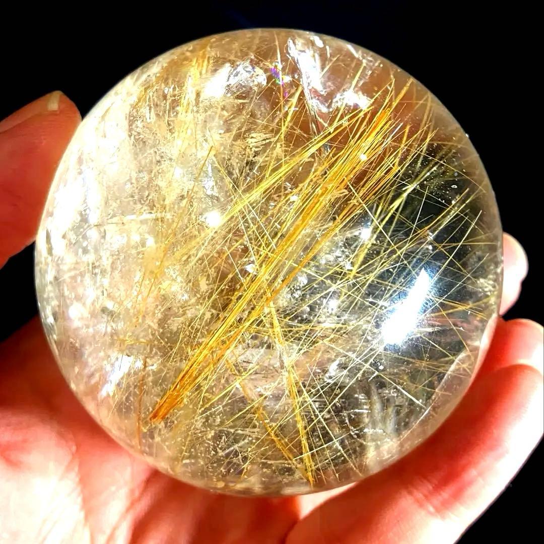 超大玉　65mm ゴールドルチルクォーツ　金針水晶　パワーストーン