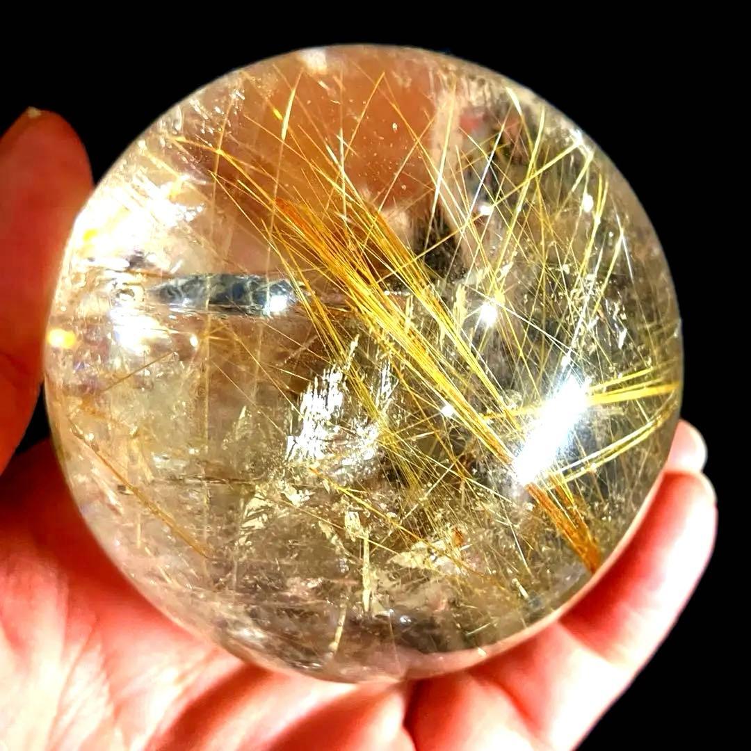 超大玉　65mm ゴールドルチルクォーツ　金針水晶　パワーストーン