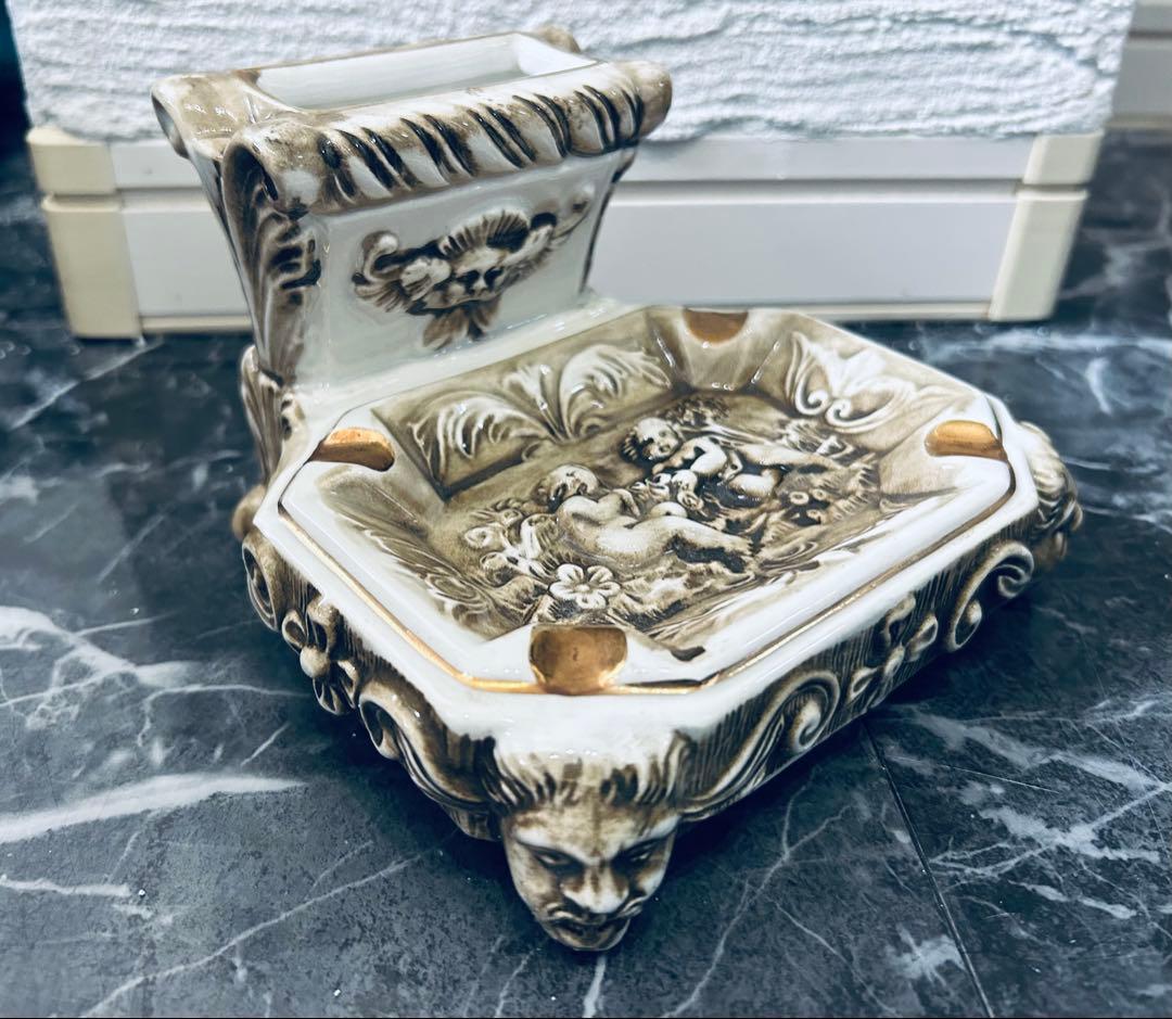 70'R.Capodimonte ashtray setカポディモンテ陶器製灰皿
