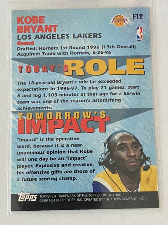その他 1997-98 TOPPS FANTASTIC 15 #F12 KOBE