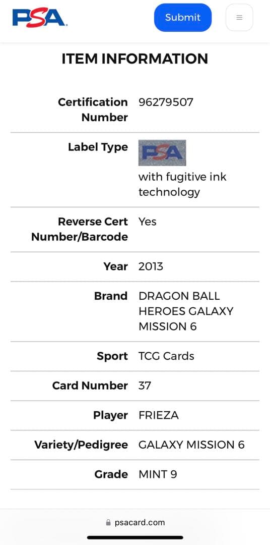 世界3枚 PSA9 フリーザ 旧弾 ドラゴンボール トレカ DRAGONBALL