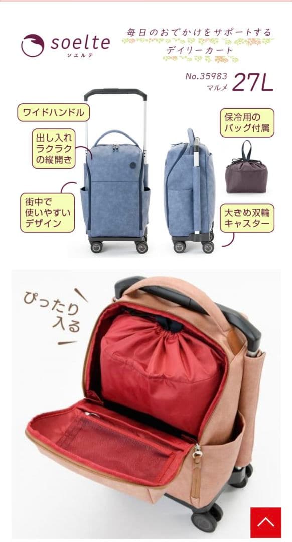 美品❇️soelte(ソエルテ)キャリーカートお買い物や旅行にも ACE エース