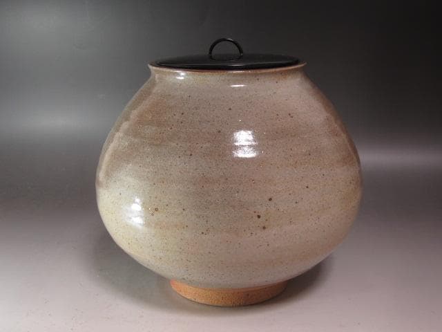 ☆　溝上秀次（藻風）水指　裏千家　十五代　鵬雲斎の花押がございます☆y615