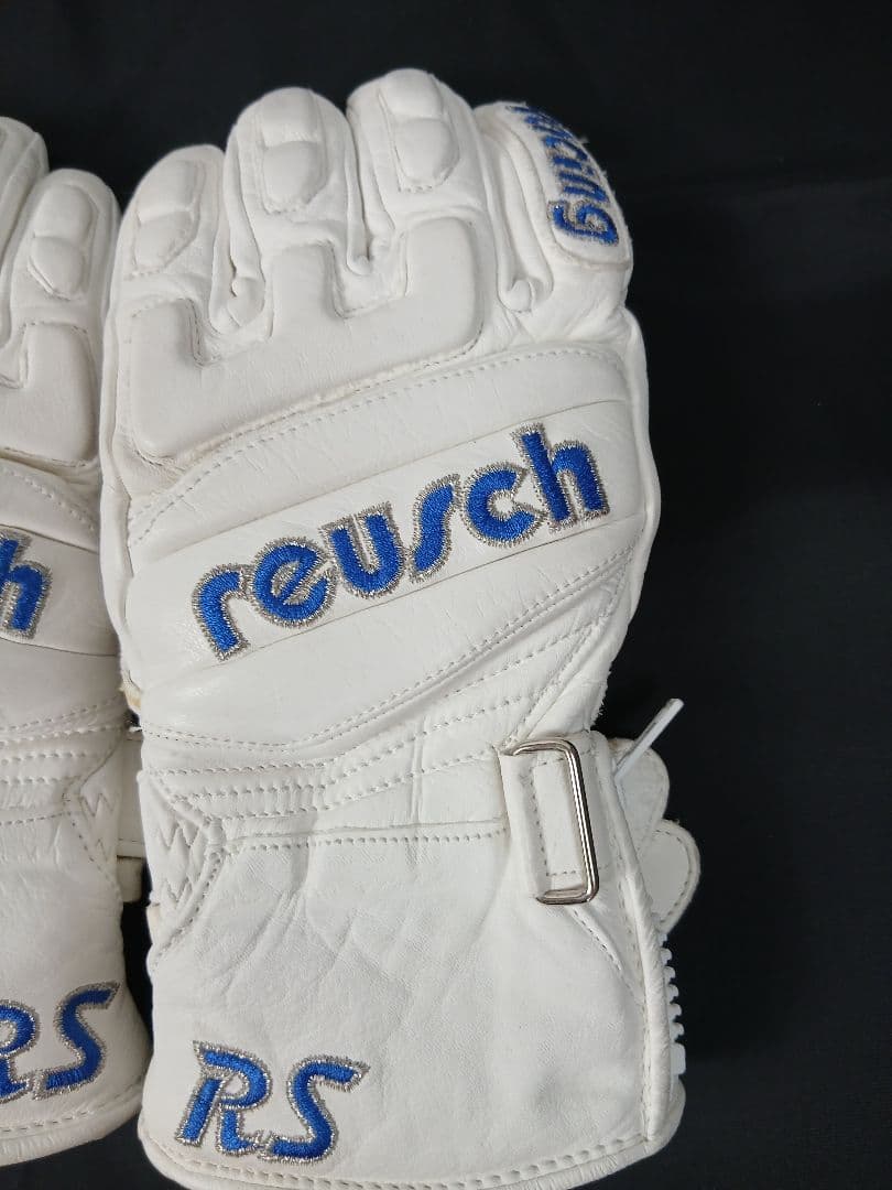 （中古美品）REUSCH ホワイトブルーのスキーグローブ RSサイズ7