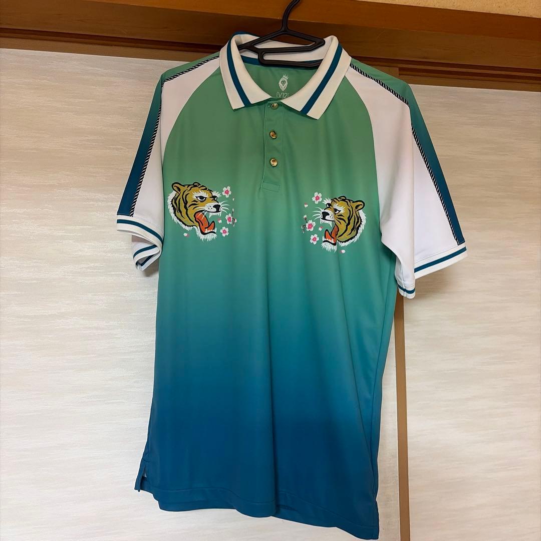 メンズ[V121] 虎刺繍 グラデーションポロシャツ