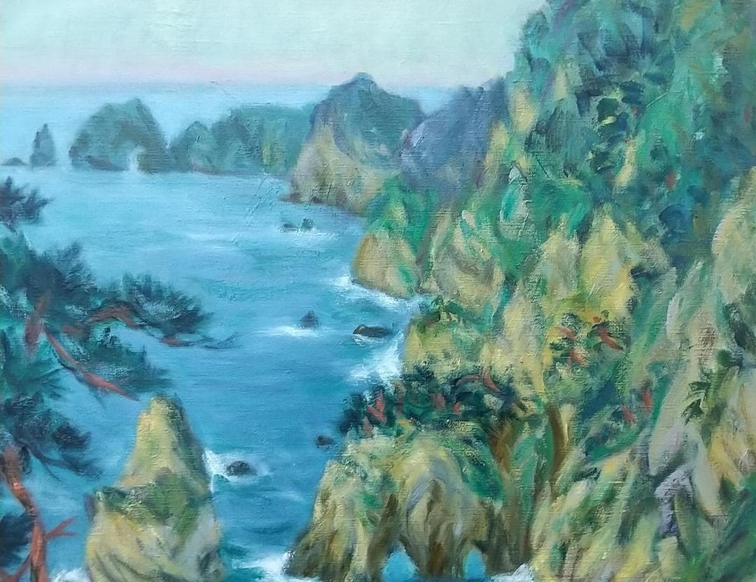 「陸中海岸北山崎」F10 油絵 油彩画 絵画 アート