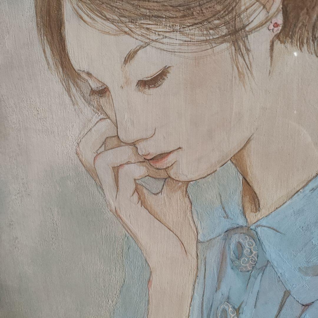 川畑絵　M12号　日本画　原画　美人画　一点物